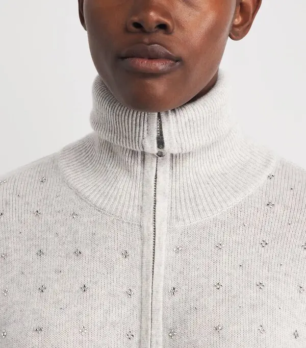 WILLIAM SHARP Cashmere Crystal-embellished Zip-up Bomber Jacket
