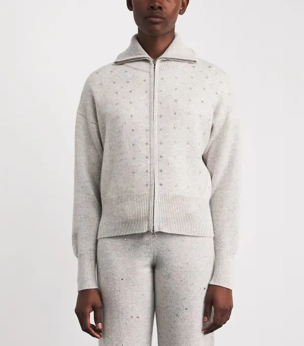 WILLIAM SHARP Cashmere Crystal-embellished Zip-up Bomber Jacket