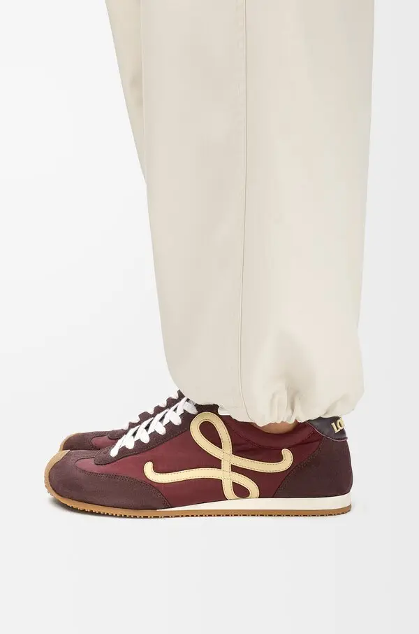 Loewe Ballet Runner 2.0 Nylon And Leather Sneakers - Copper Red/vanilla/aubergine