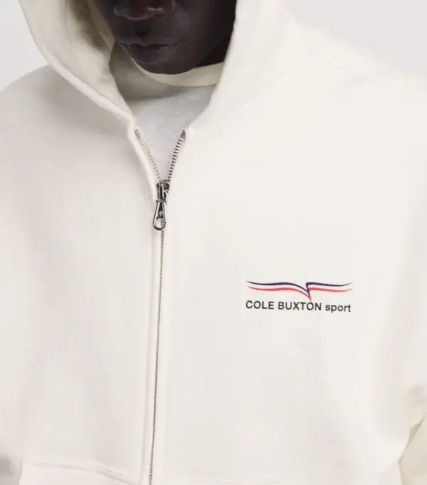 COLE BUXTON Sport Zip-up Cotton Hoodie With Printed Graphics
