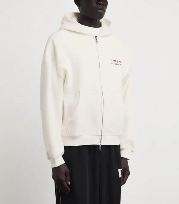 COLE BUXTON Sport Zip-up Cotton Hoodie With Printed Graphics