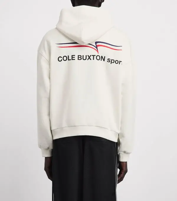 COLE BUXTON Sport Zip-up Cotton Hoodie With Printed Graphics
