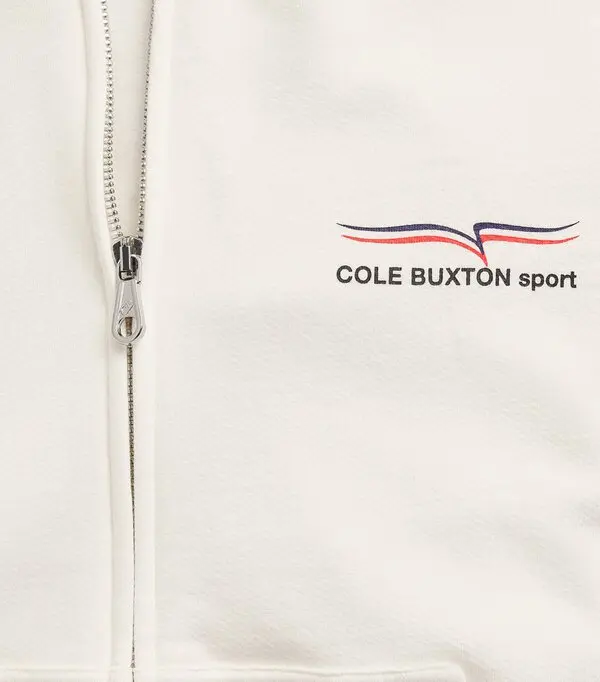 COLE BUXTON Sport Zip-up Cotton Hoodie With Printed Graphics
