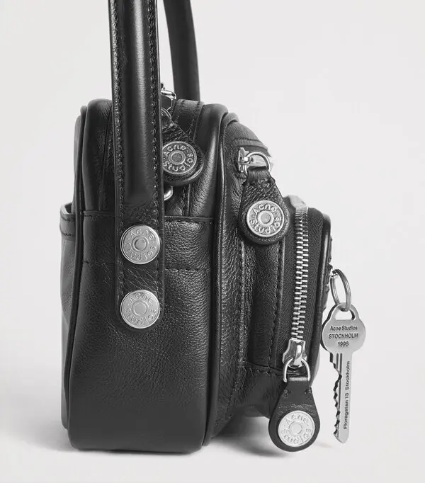Acne Studios Leather Shoulder Bag With Key Charm - Black