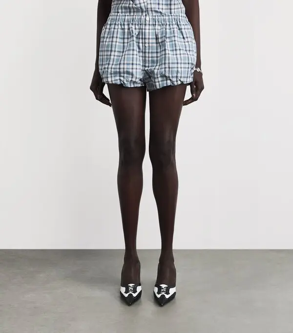 Acne Studios Cotton Check Bloomer Shorts - Blue