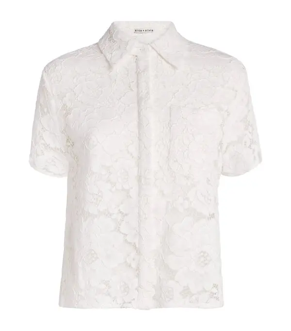 Alice + Olivia Lace Lane Shirt - White