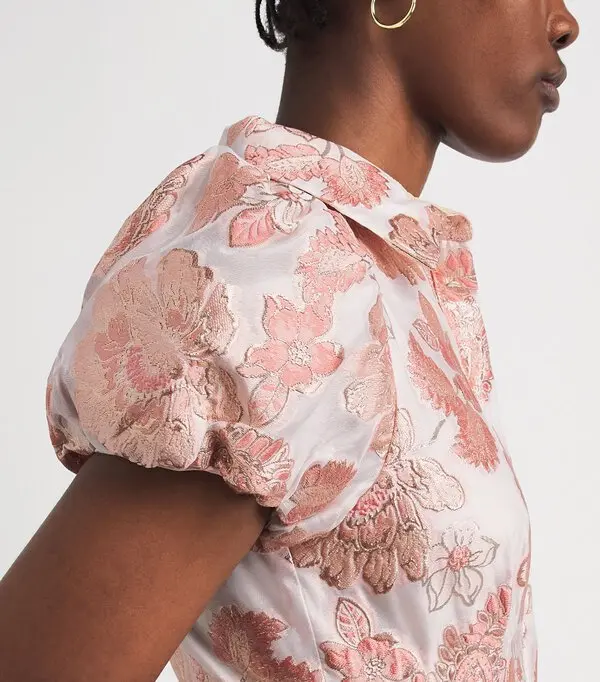 Alice + Olivia Floral Jacquard Puff Sleeve Maxi Dress - Pink