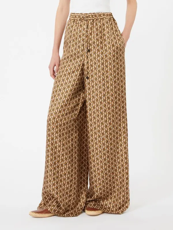 Max Mara Wide-leg Printed Silk Twill Trousers