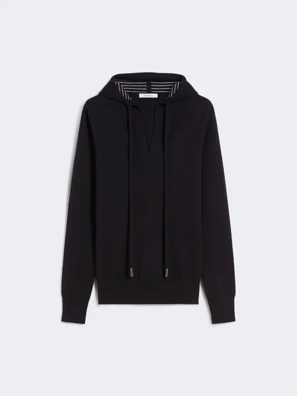 Max Mara Fitted Wool Jumper With Striped Hood