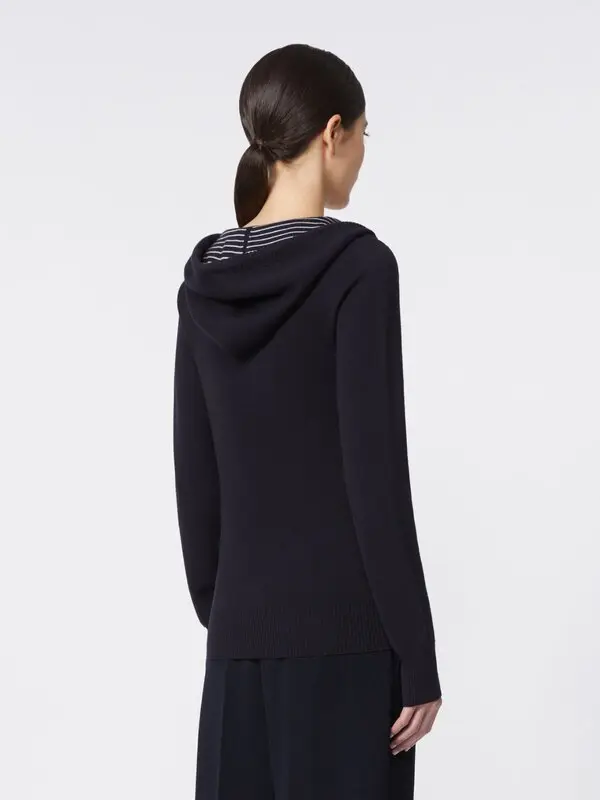 Max Mara Fitted Wool Jumper With Striped Hood