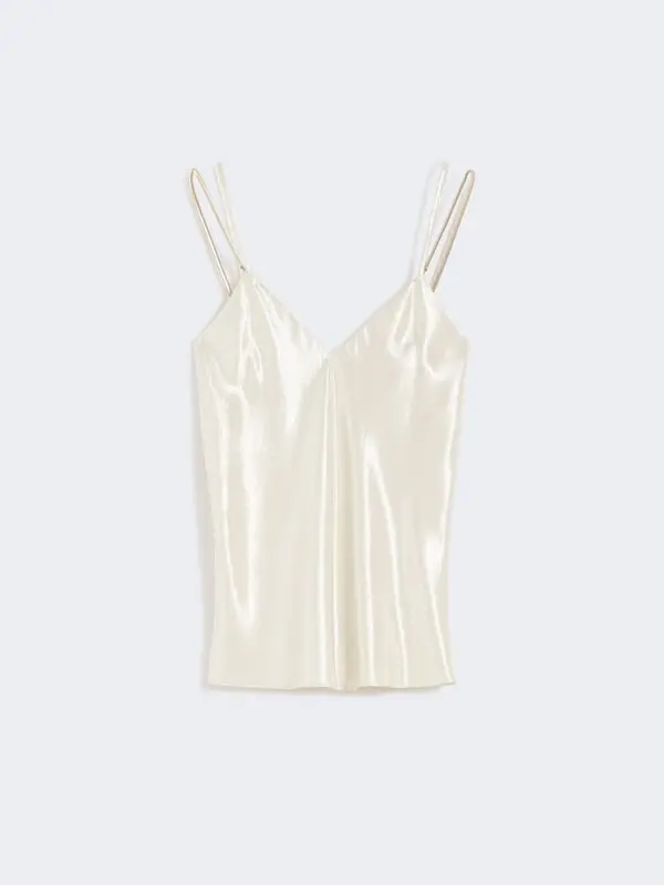 Max Mara Viscose Lamé Sleeveless V-neck Top - Light Gold