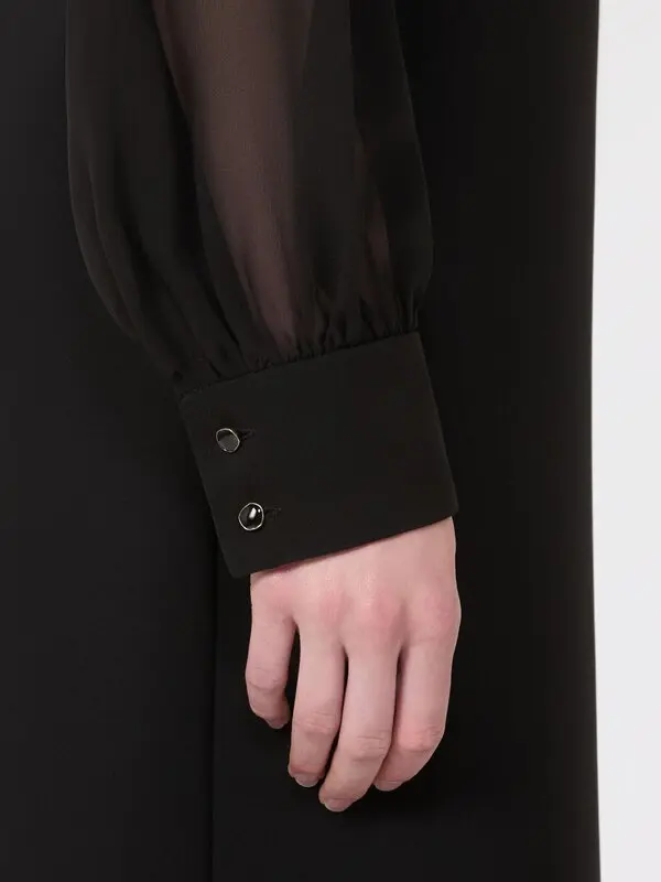Max Mara Embellished Cady Cocktail Dress With Silk Georgette Sleeves
