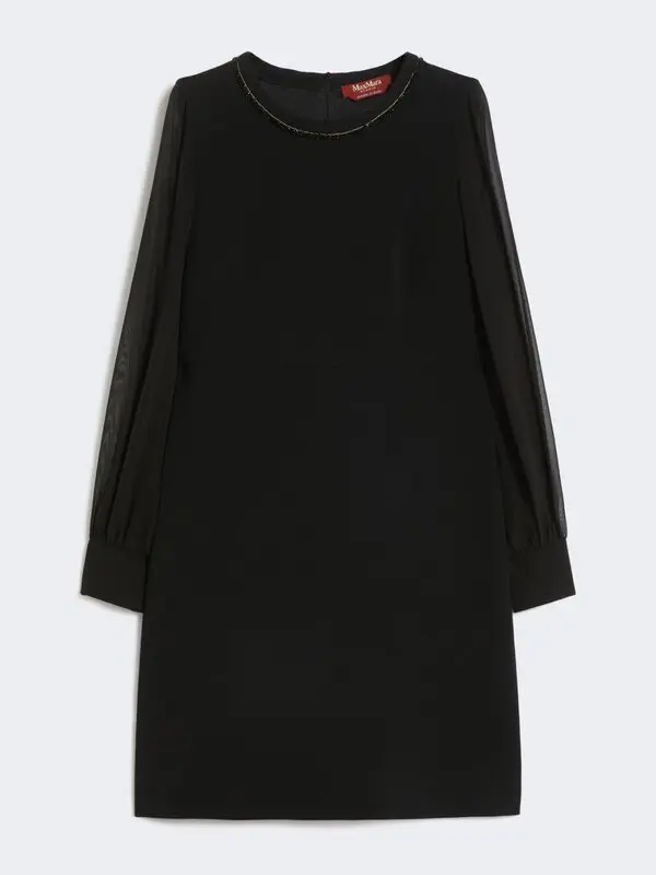 Max Mara Embellished Cady Cocktail Dress With Silk Georgette Sleeves