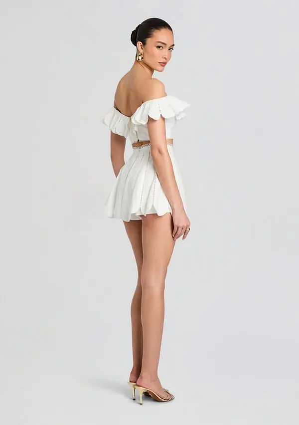 Azulu Nela Off-the-shoulder Linen Top - Ivory