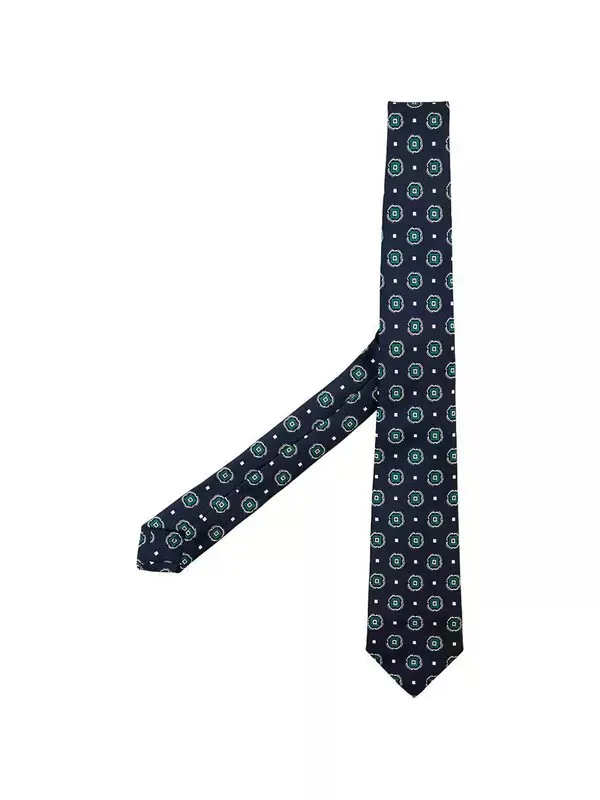 Kiton Silk Geometric Print Neck Tie