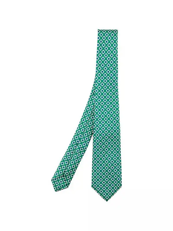 Kiton Geometric-pattern Tie - Green