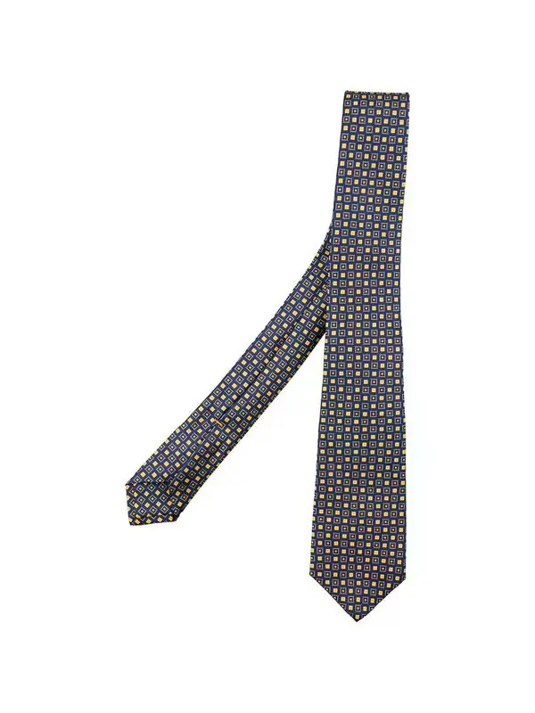 Kiton Geometric Pattern Jacquard Tie