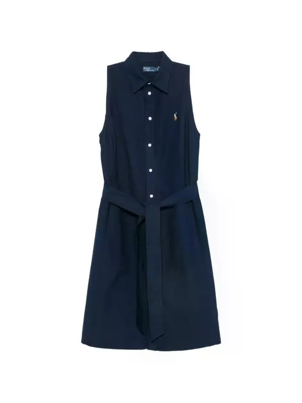 Polo Ralph Lauren Belted Sleeveless Shirt Dress - Blue