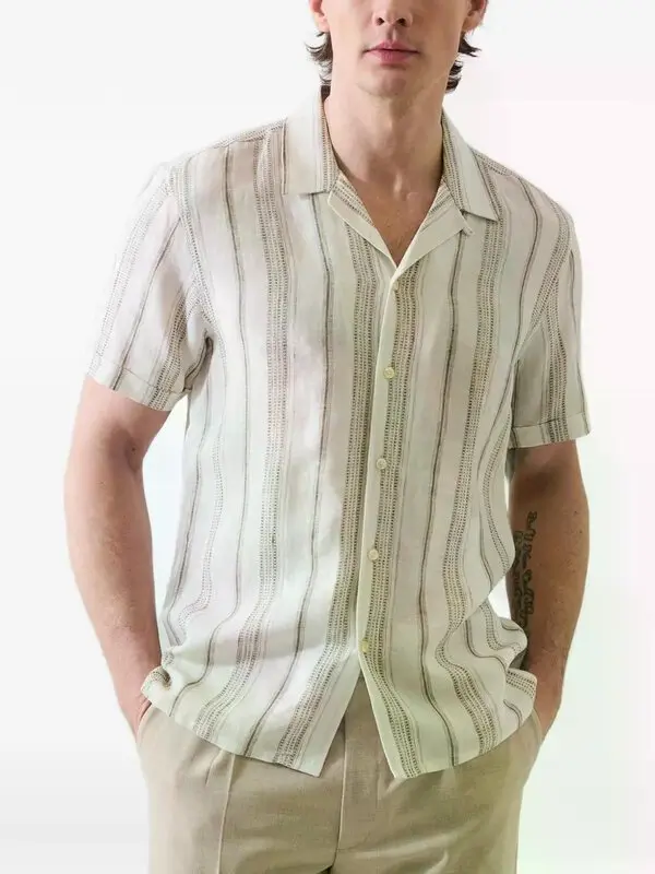 PATRICK ASSARAF Dobby Striped Short-sleeve Shirt
