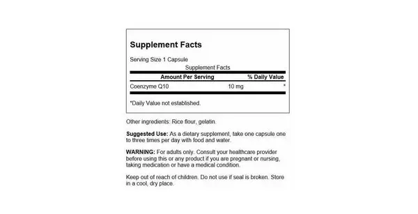 SWANSON Coq10 10 Milligrams 100 Capsules