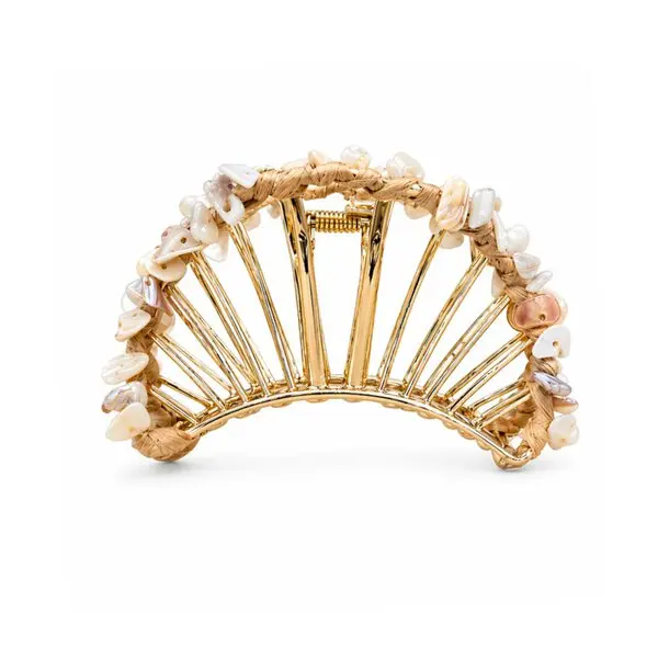 HEADBANDS OF HOPE Raffia Seashell Hair Claw Clip - White