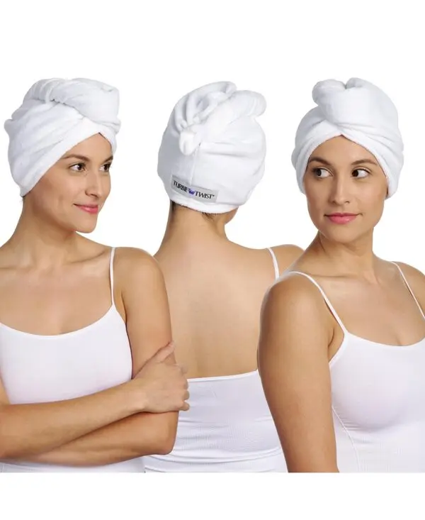 TURBIE TWIST 3-pack Cotton Hair Towel Wraps - White