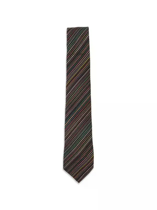 Paul Smith Houndstooth Stripe Neck Tie - Black