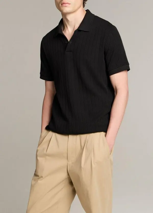 Vince Drop-needle Stripe Pima Cotton Polo Shirt - Black