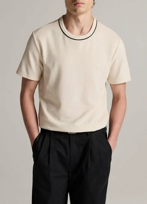 Vince Tipped Pima Cotton Piqué T-shirt - Blanco
