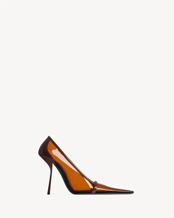 Saint Laurent Brigitte Pumps In Tpu And Patent Leather - Aesthetic Brown