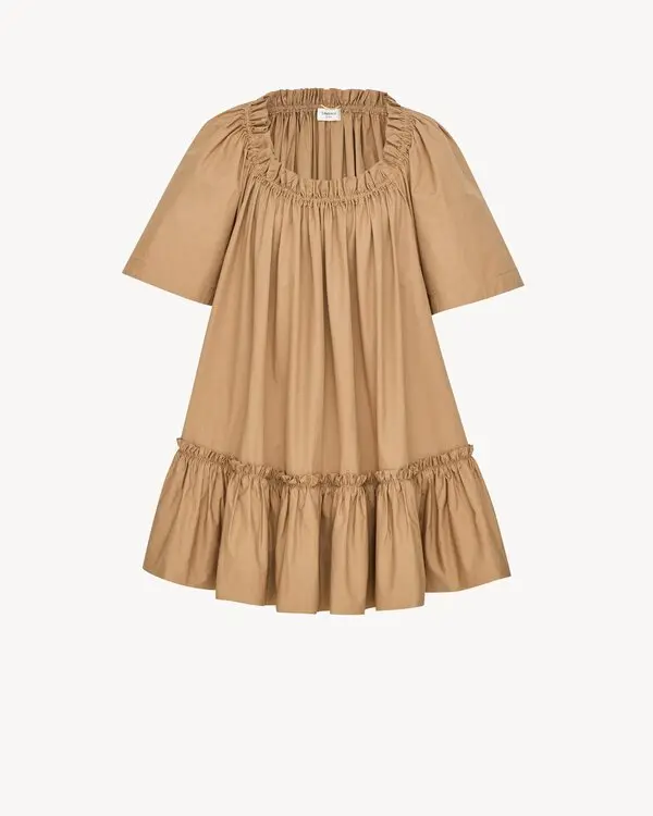 Saint Laurent Short Ruffled Cotton Dress
