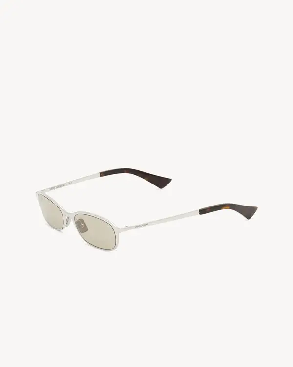 Saint Laurent Oval Metal Sunglasses - Silver