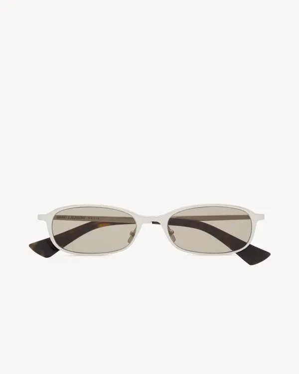Saint Laurent Oval Metal Sunglasses - Silver