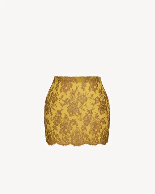 Saint Laurent Lace Mini Skirt - Or Nude
