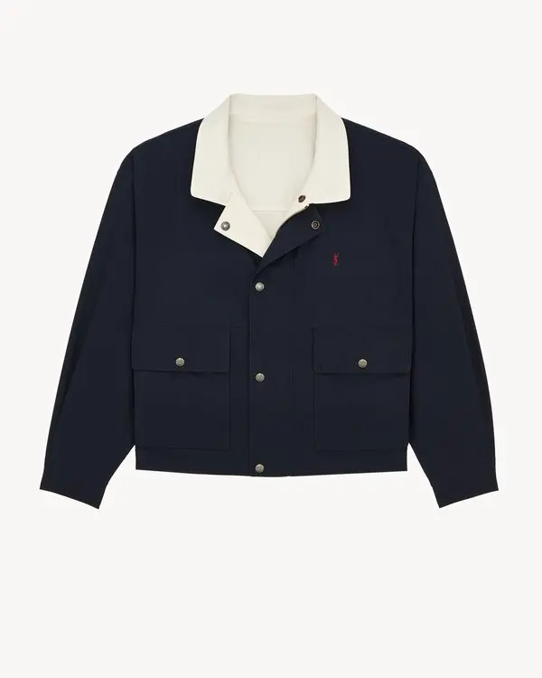 Saint Laurent Cassandre Reversible Jacket In Brushed Cotton Canvas