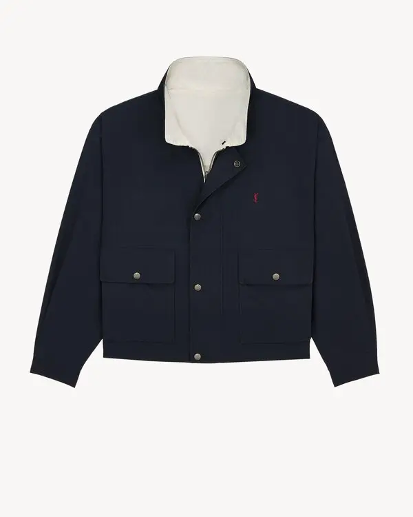 Saint Laurent Cassandre Reversible Jacket In Brushed Cotton Canvas
