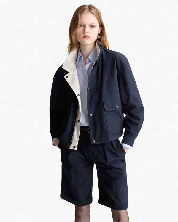 Saint Laurent Cassandre Reversible Jacket In Brushed Cotton Canvas