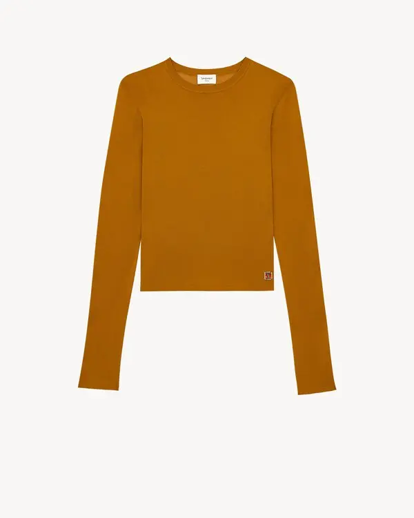 Saint Laurent Cassandre Sheer Top In Knit - Curcuma
