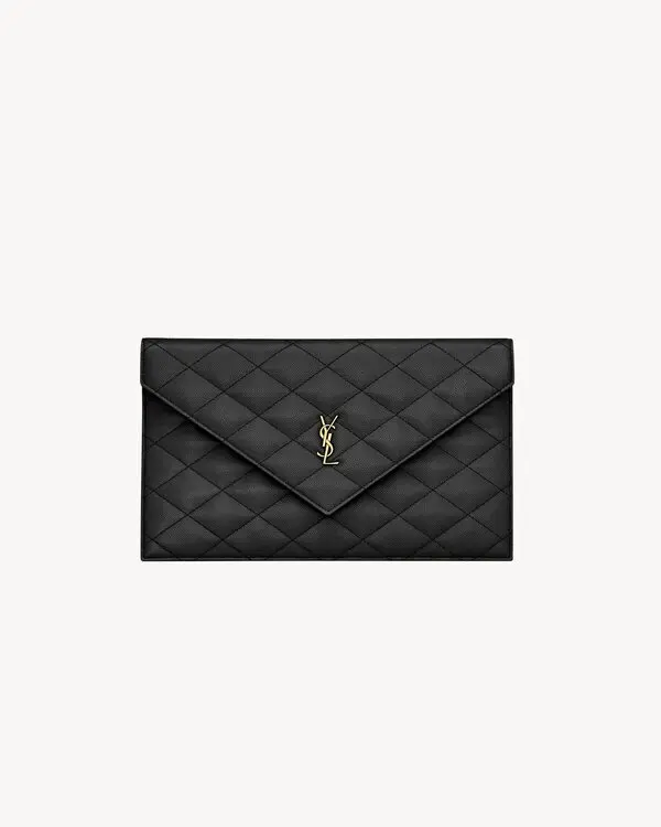 Saint Laurent Pouch In Grain De Poudre Leather
