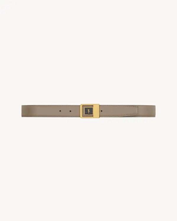 Saint Laurent La 66 Buckle Belt In Lacquered Leather - Light Cumin