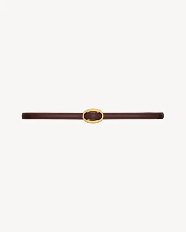 Saint Laurent Oval Buckle Reversible Leather Belt - Dark Beige And Rouge Cabernet