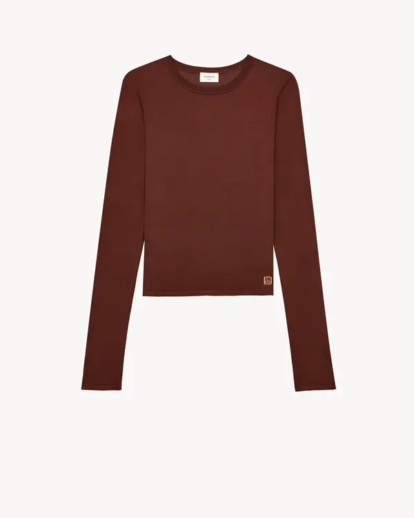 Saint Laurent Cassandre Sheer Knit Top - Chocolat
