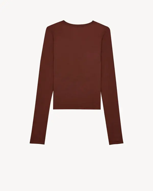 Saint Laurent Cassandre Sheer Knit Top - Chocolat