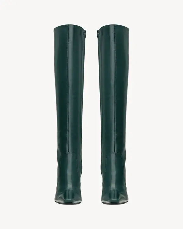 Saint Laurent 77 Boots In Smooth Leather - Green