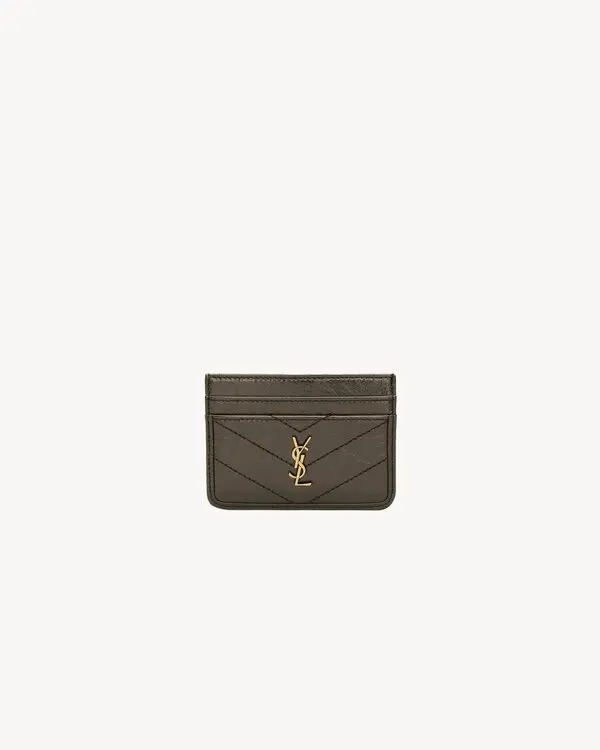 Saint Laurent Niki Card Case In Vintage Leather - Light Musk