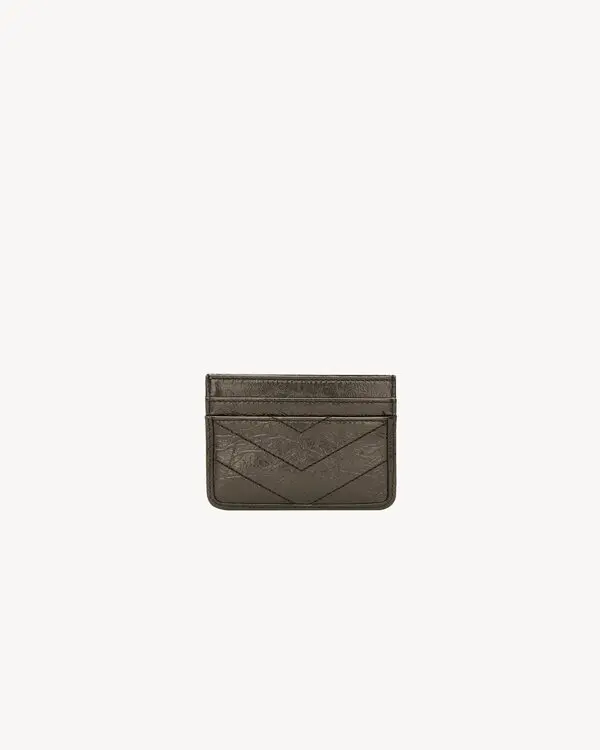 Saint Laurent Niki Card Case In Vintage Leather - Light Musk
