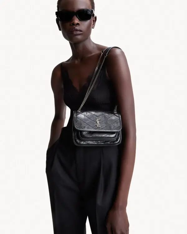 Saint Laurent Niki Mini Bag In Vintage Leather - Black