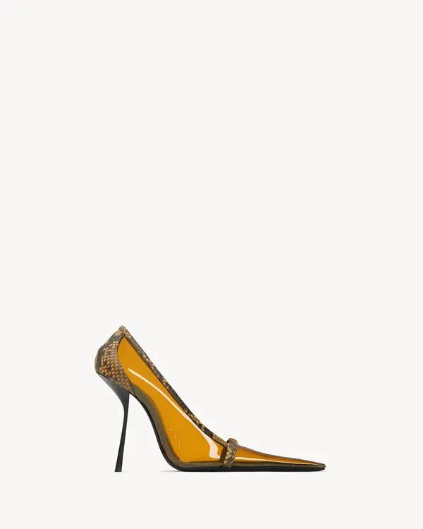Saint Laurent Brigitte Pumps In Tpu And Python - Dark Macadamia