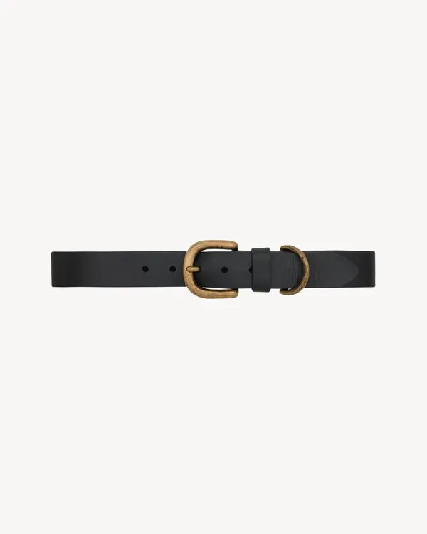 Saint Laurent Leather Belt With D-ring Buckle - Black