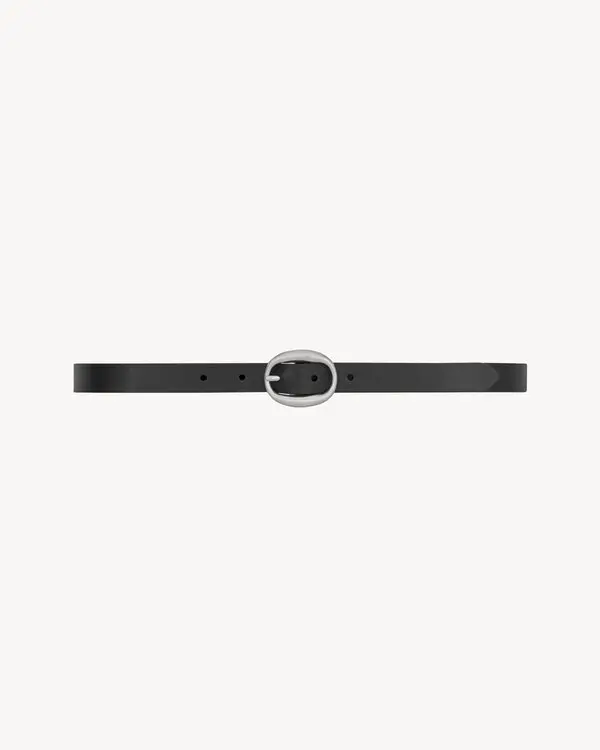 Saint Laurent Oval Buckle Smooth Leather Belt - Black